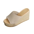 Beige Ladies Woven Sole Wedge Sandals, Breathable Peep Toe, Versatile ...
