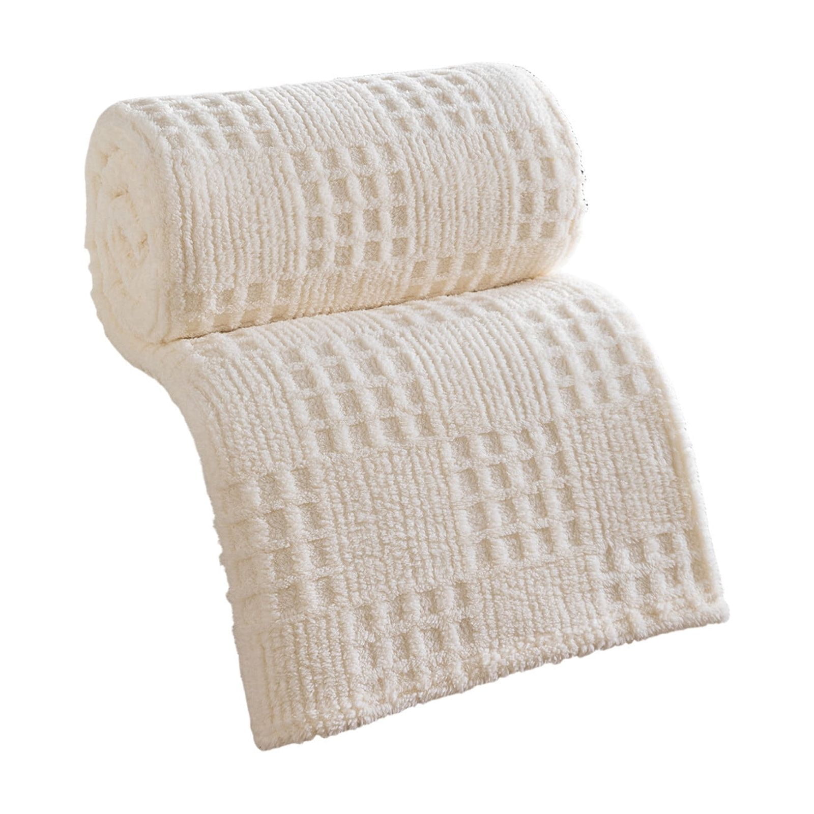 Beige Large Waffle Weave Jacquard Throw Blanket Multi Purpose Cozy ...