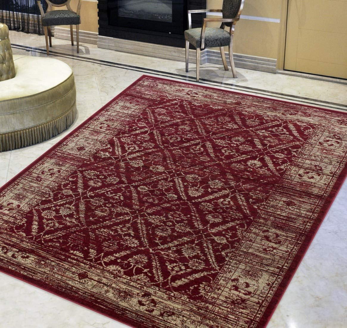 Beige/Lava Persian Zigler Allover Pattern Distressed – Modern Vintage ...