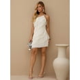 Beige Layered Lotus Leaf Mini Dress For Women, One Shoulder Sleeveless ...