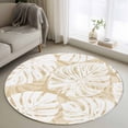 Beige Leaf 4FT Round Area Rugs Tropical Country Watercolor Jungle ...