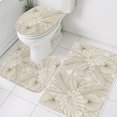 Beige Leaf Bathroom Rugs Set Retro Country Monstera Palm Leaf Beige Non ...