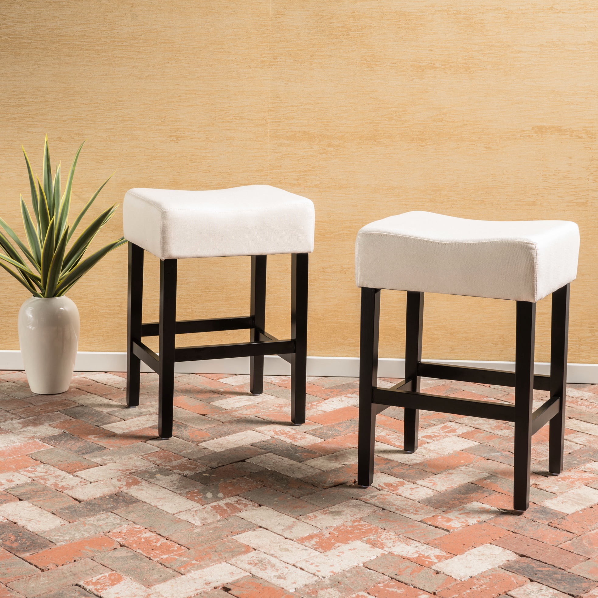 Beige Leather Counter Stools, 26.86" Height, Of 2 - Enhance Your Living ...