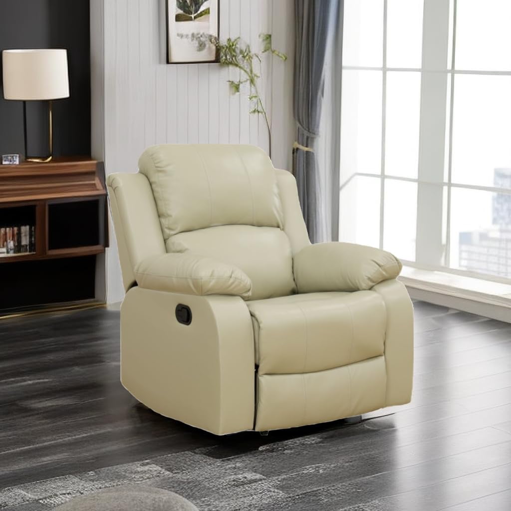 Beige Leather Recliner Chair Luxurious Seating with Leather Finish ...
