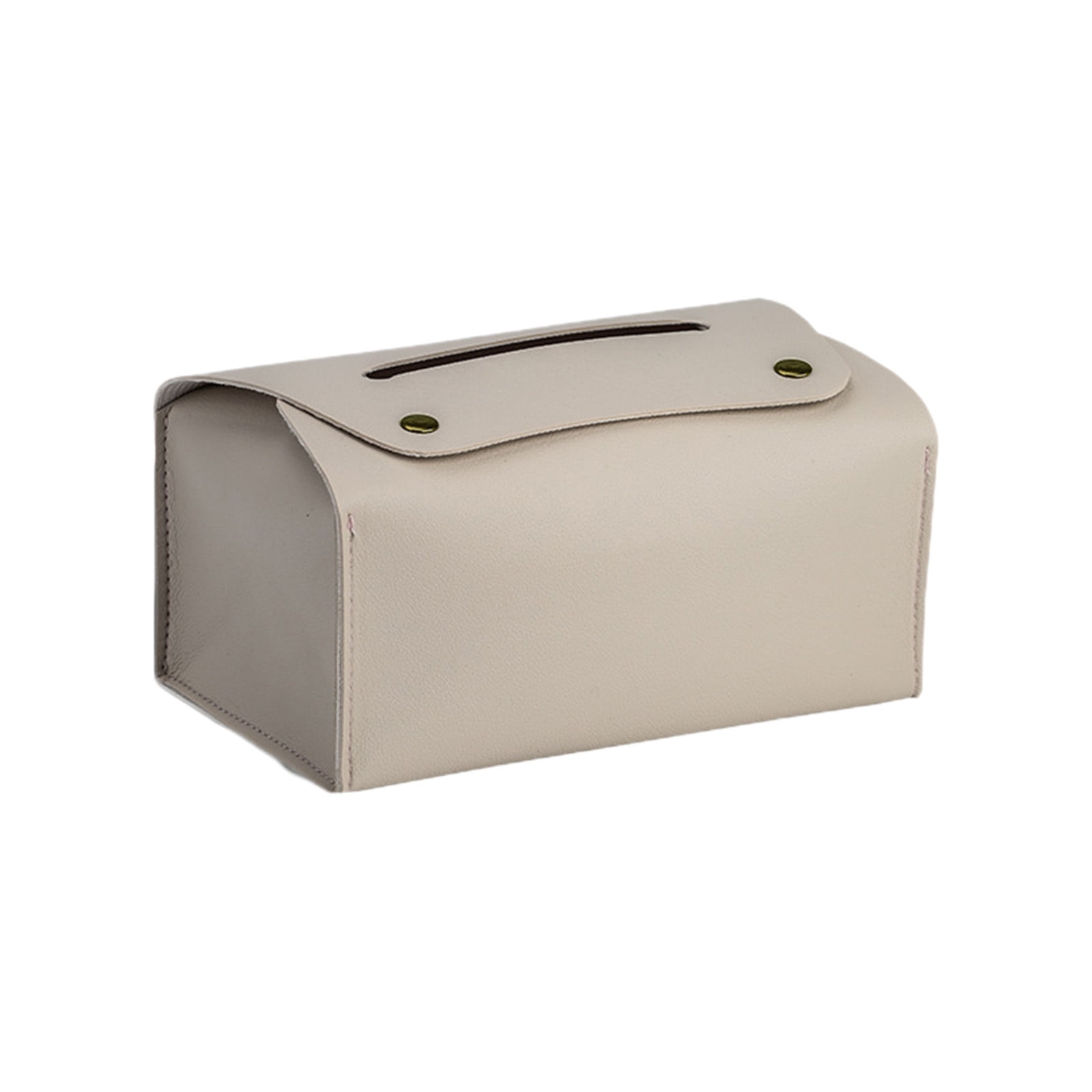 Beige Leather Tissue Box Household Spring Loaded Napkin Holder For ...