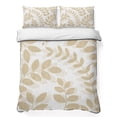 Beige Leaves 3 Piece Quilt Bedding Set with 2 Pillow Shams, Summer ...