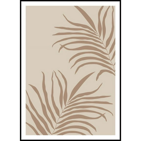 Beige Leaves No1 Poster Wall Art Modern Wall Decor For Living Room ...