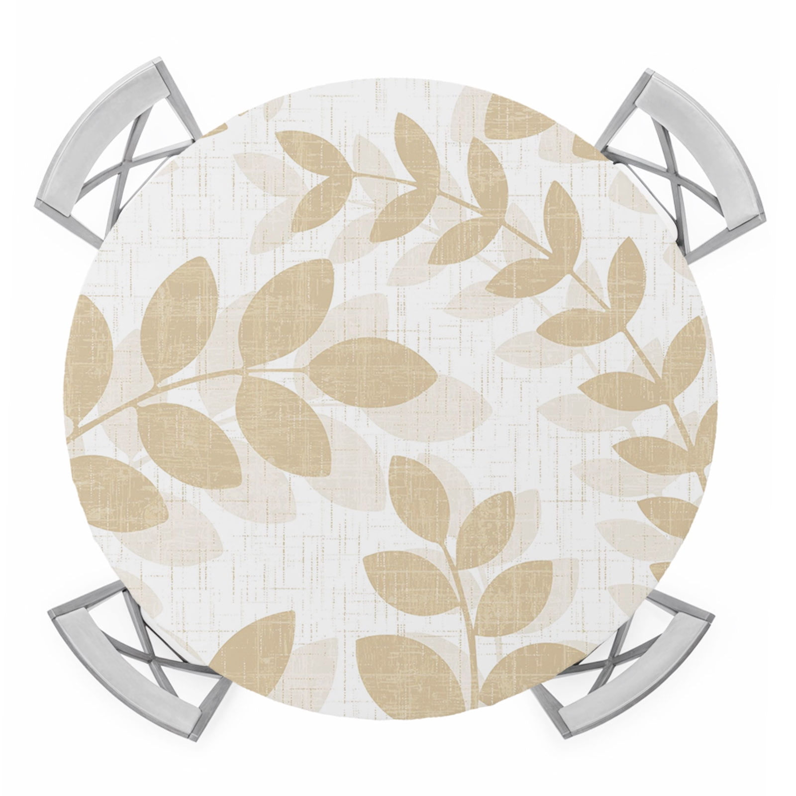 Beige Leaves Round Table Cover, Summer Farmhouse Botanical Branch ...