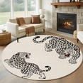 Beige Leopard 8FT Round Area Rugs for Living Room Modern Style Wild ...