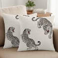 Beige Leopard Pillow Covers Set of 2, Modern Style Wild Animal Rustic ...
