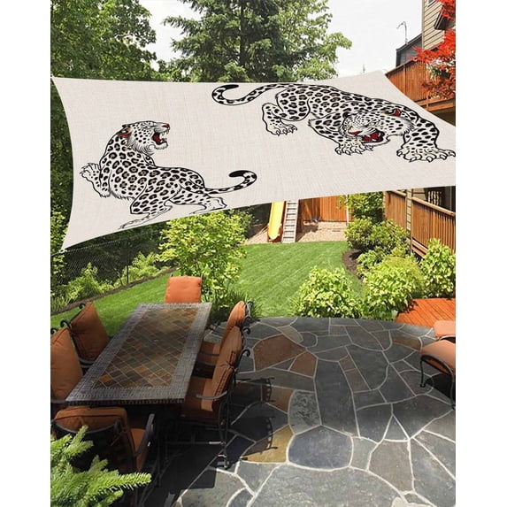 Beige Leopard Sun Shade Sail 12'X16' Modern Style Wild Animal Rustic ...
