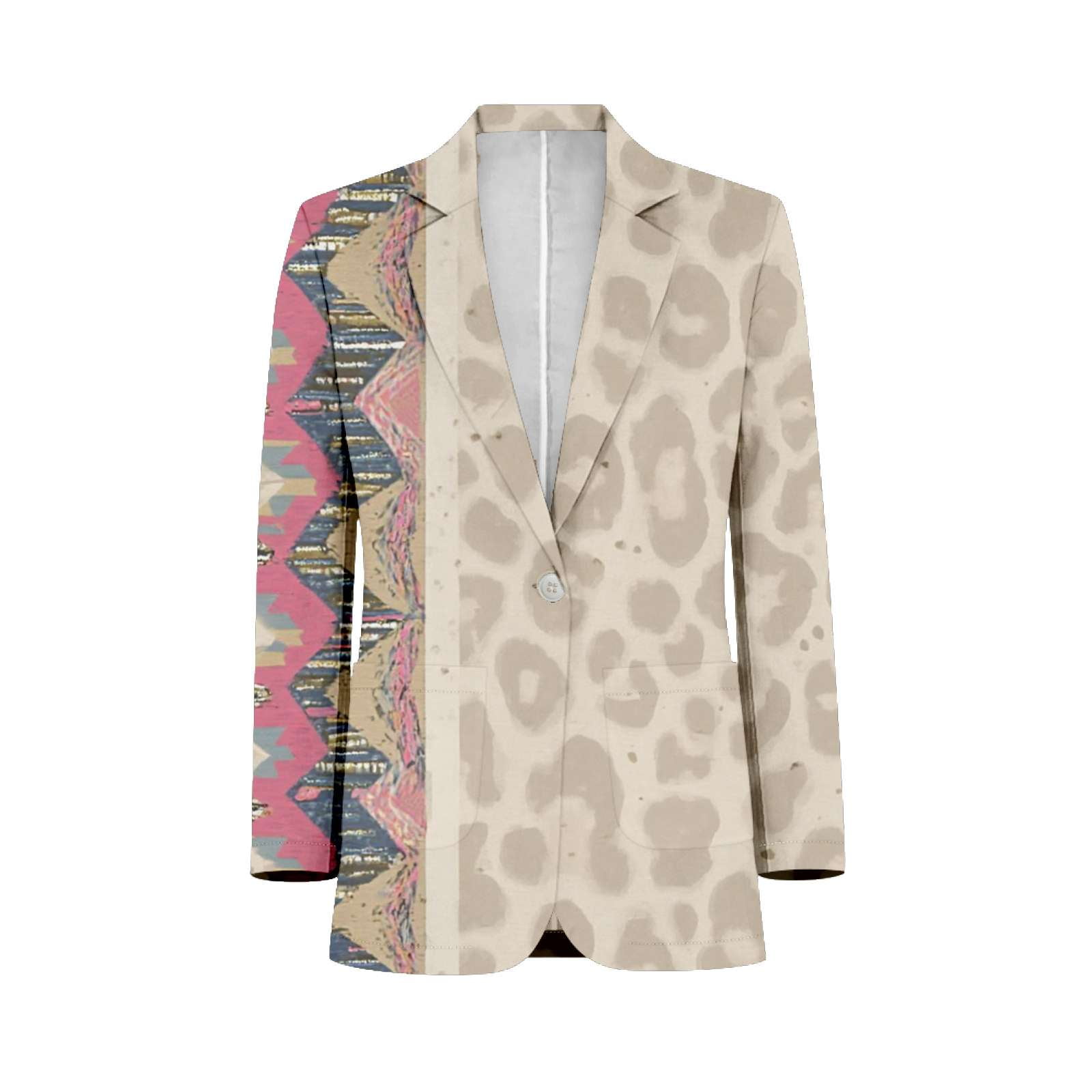 Beige Leopard Tribal Border Design Mens Suits Shawl Collar Slim Fit ...