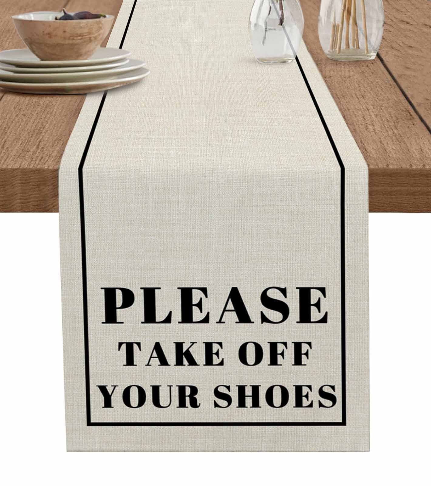 Beige Letter Table Runner 72 Inches, Modern Minimalist White Text ...