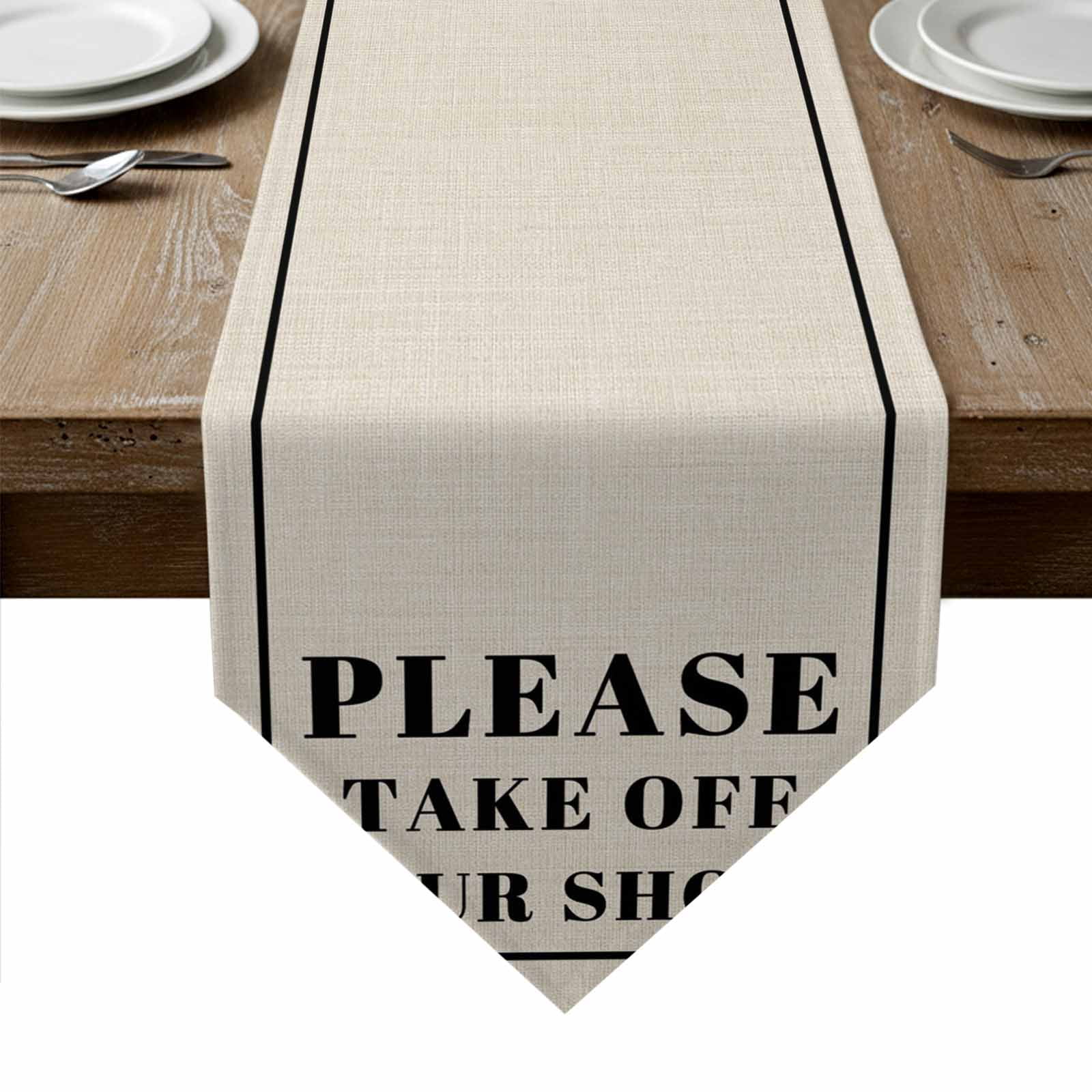 Beige Letter Table Runner Linen Burlap Table Runner 60 Inches Long ...