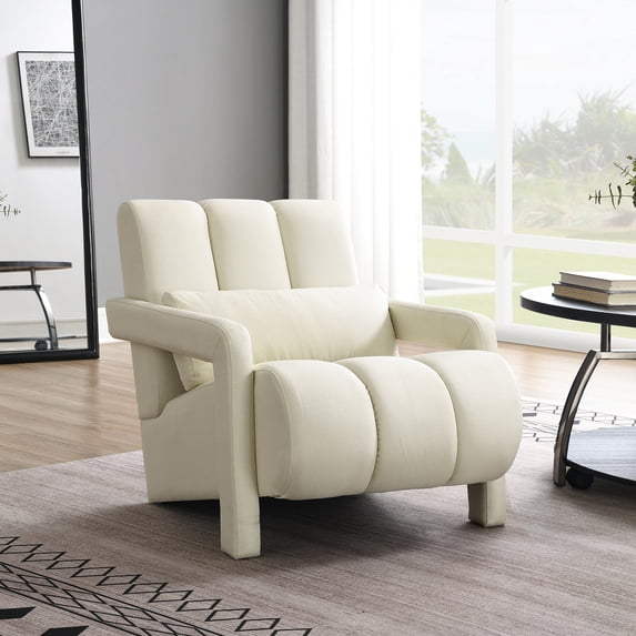 Beige Linen Accent Chair / Suitable for TV Watching in Small Spaces ...