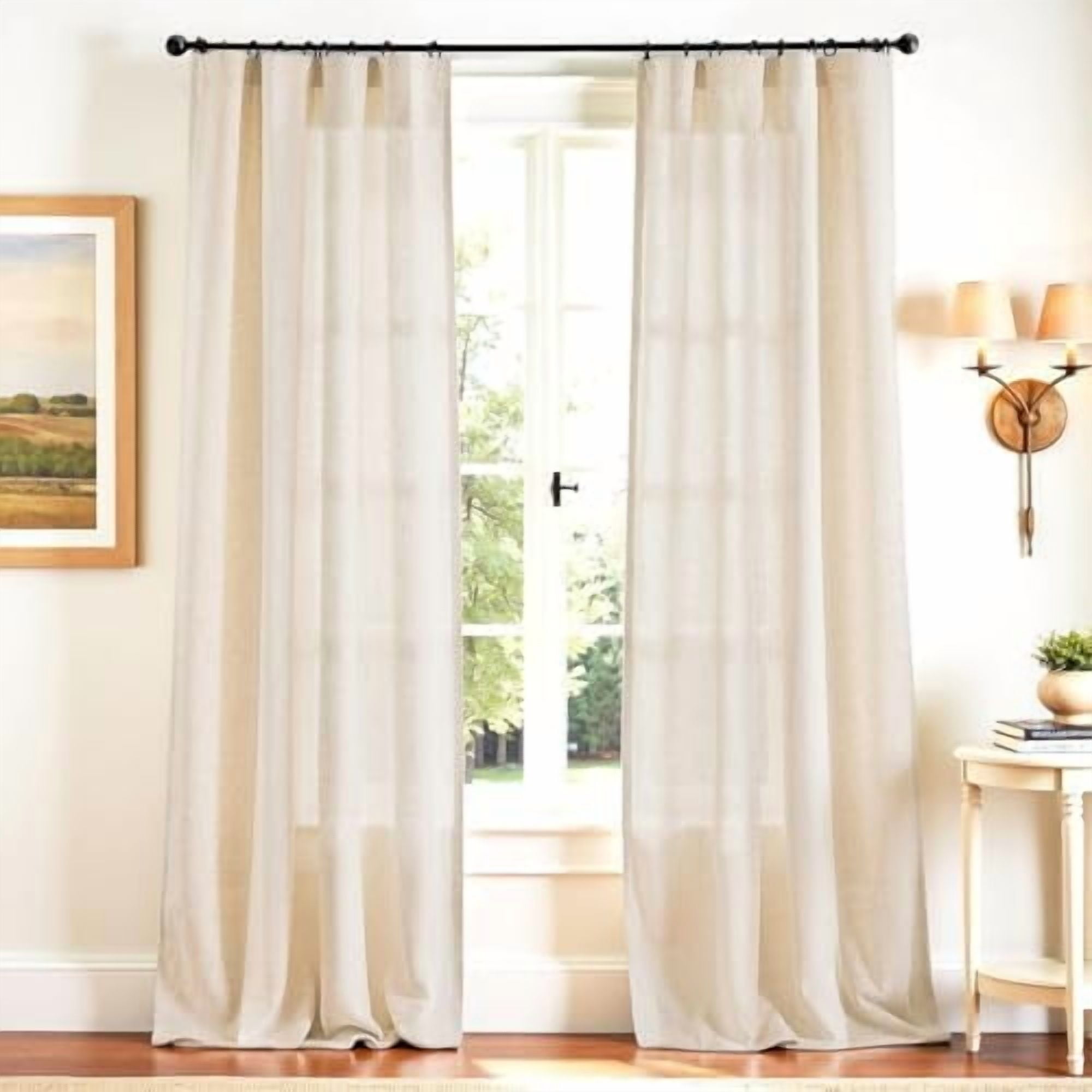 Beige Linen Blend Curtains 102 Inches Extra Long 2 Panels for Bedroom ...