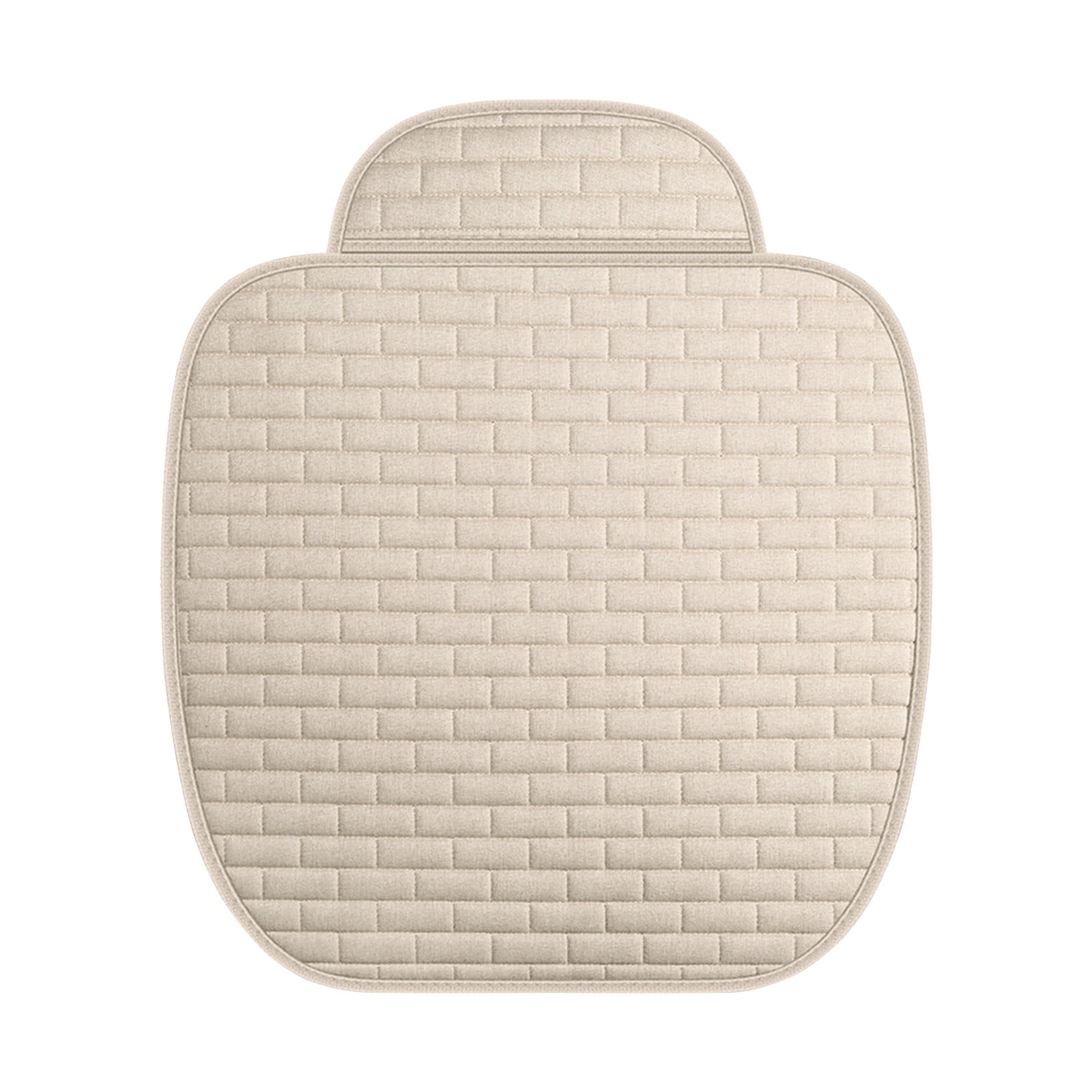 Beige Linen Car Cushion Set, Honeycomb Ventilated Pad for Front & Rear ...