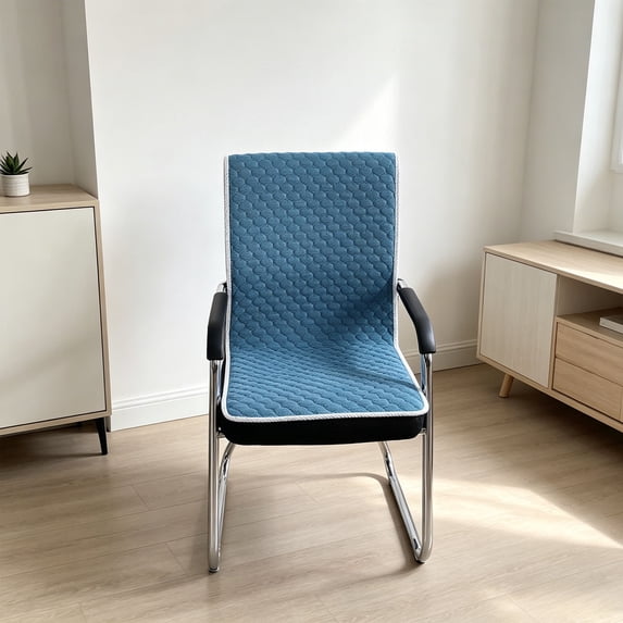 Beige Linen Cotton Office Chair Cushion - Non-Slide Seat & Backrest Pad ...