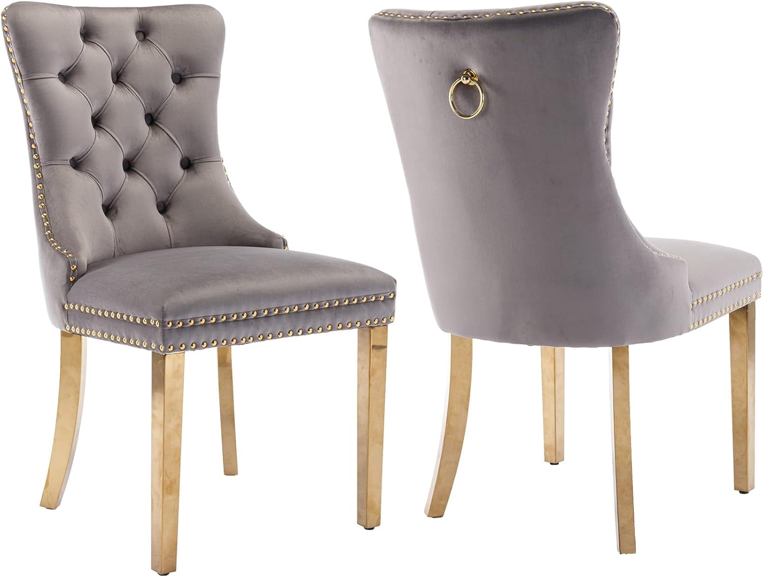 Beige Linen Dining Chairs Set of 2, Kitchen & Dining Room Chairs Set of ...