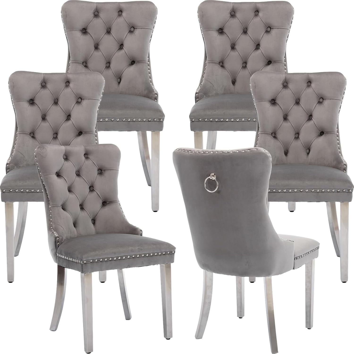 Beige Linen Dining Chairs Set of 2, Kitchen & Dining Room Chairs Set of ...