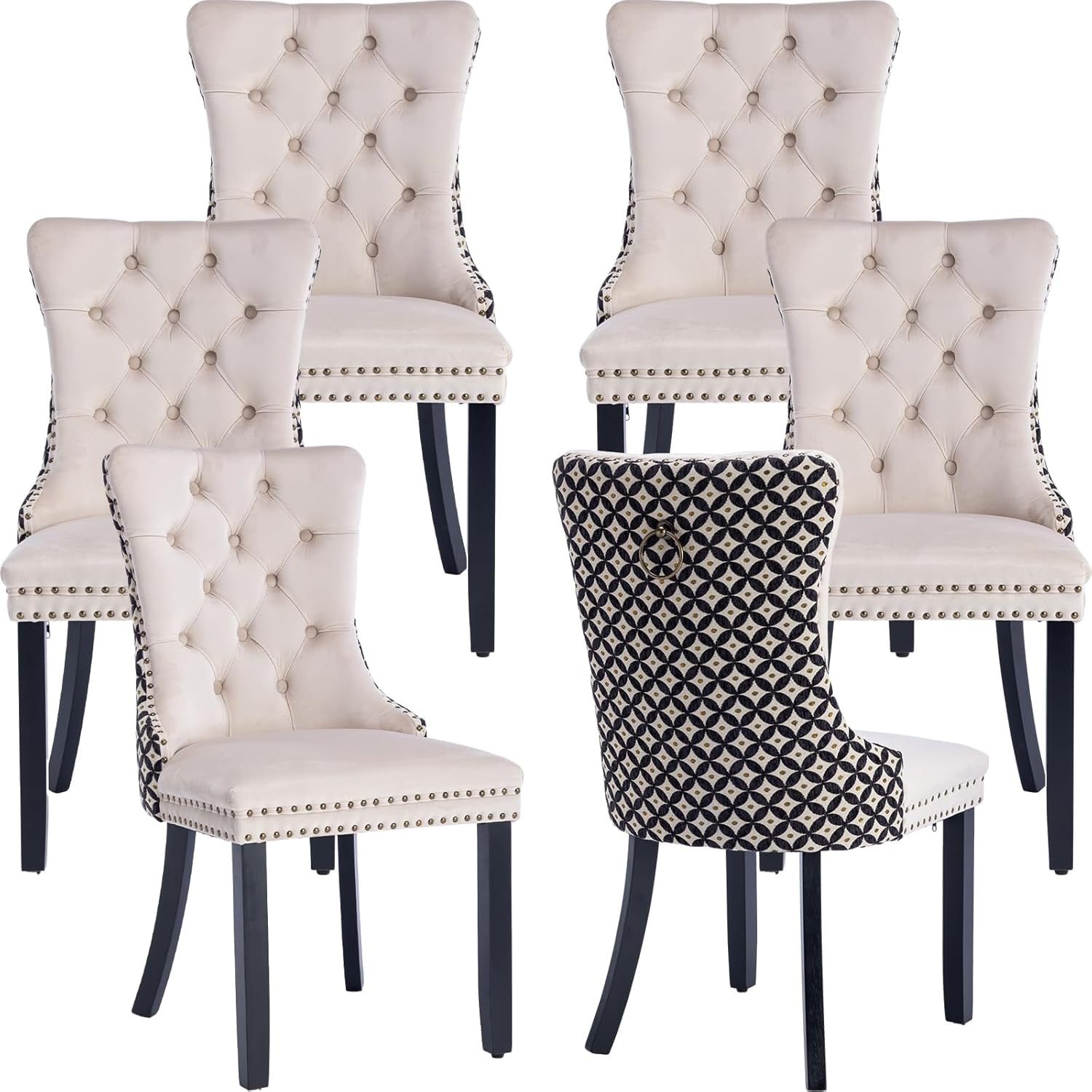 Beige Linen Dining Chairs Set of 2, Kitchen & Dining Room Chairs Set of ...