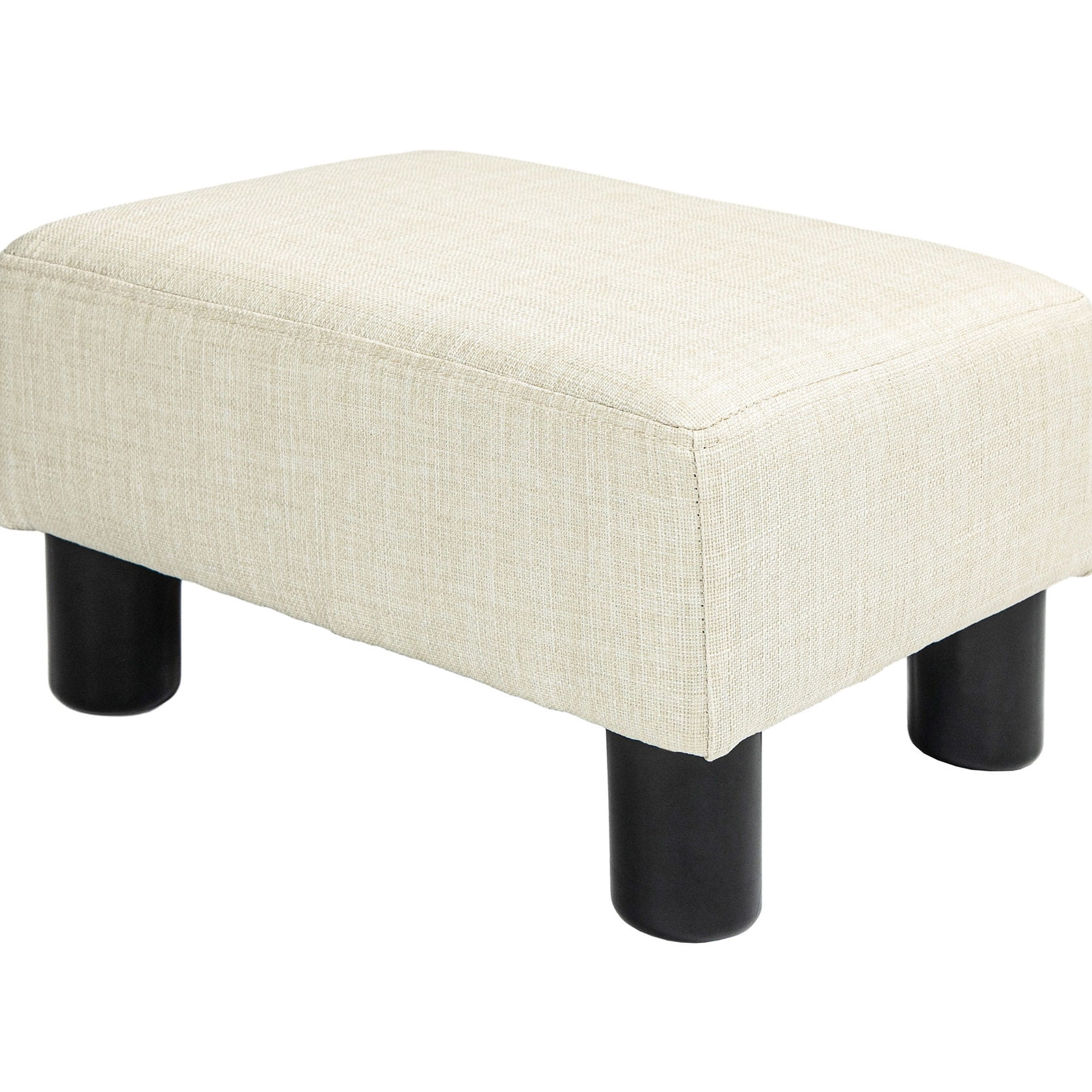 Beige Linen Foot Stool with Wood Frame / Stylish and Durable for Home ...