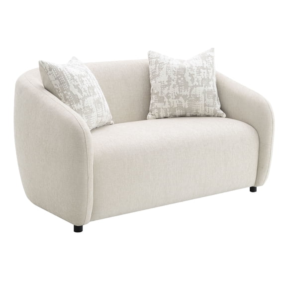 Beige Linen Loveseat | Cozy for Small Areas | Sturdy Construction with ...