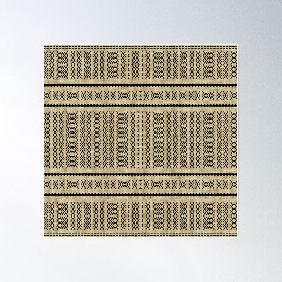 Beige Linen Mud Cloth Poster Wall Art, Modern Wall Decor For Living ...