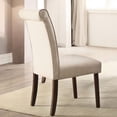 Beige Linen Side Chairs with Walnut Legs / Stylish Dining Room Addition ...
