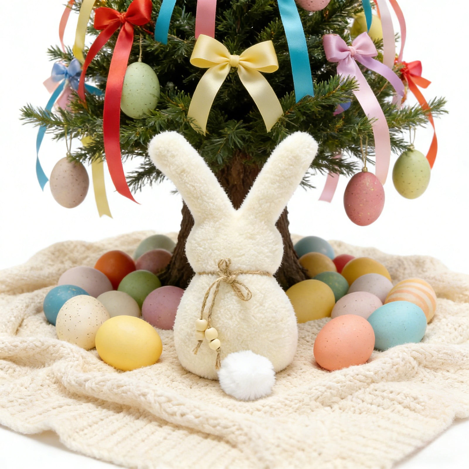 Beige Lint Bunny Figurine Abstract Animal Sculpture Shelf Decor Modern ...