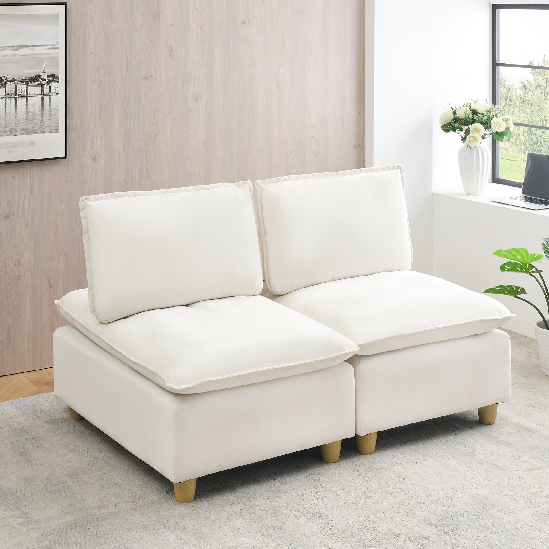 Beige Living Room Calm : Smooth Texture, Feet Quiet Seat: Soft Padding ...