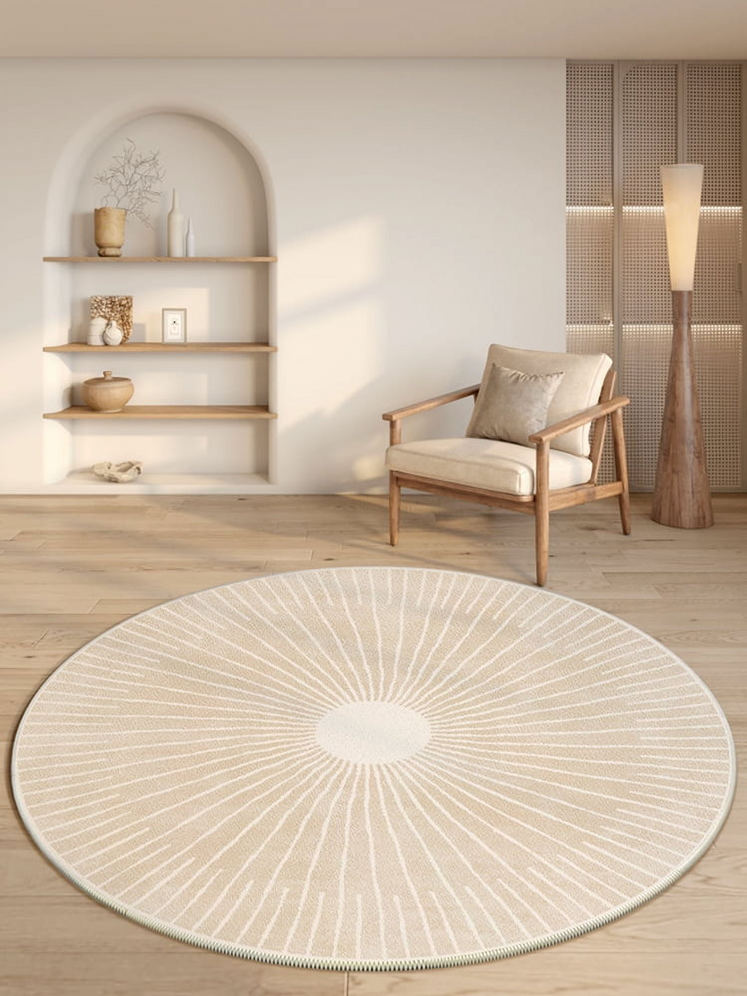Beige Living Room Round Large Area Carpet Cream Style Bedroom Carpets ...