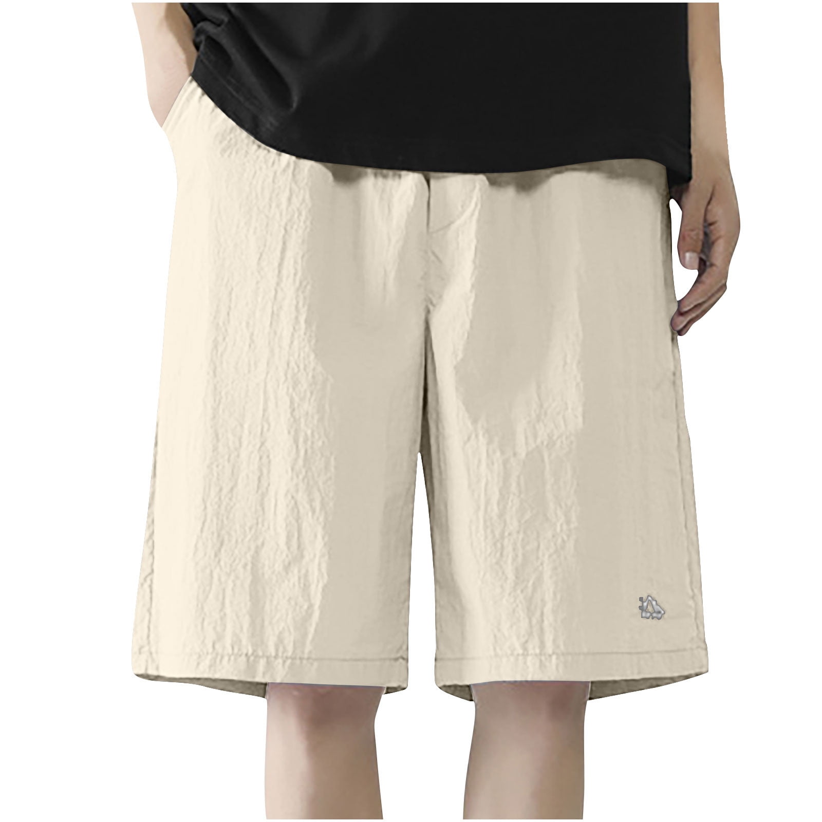 Beige Loose Fit Shorts for Man Summer Fall Cargo Track Gym Running ...