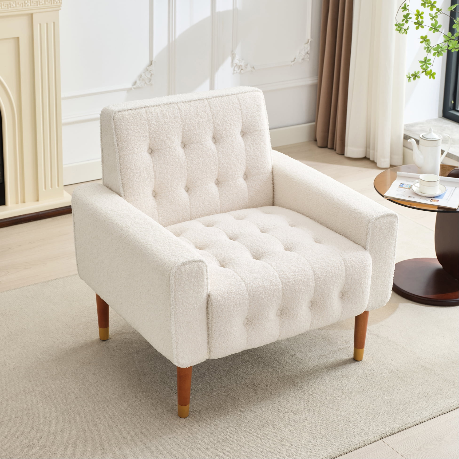 Beige Lounge Chair With Back - Comfortable Seat, Upholstery, Elegant ...