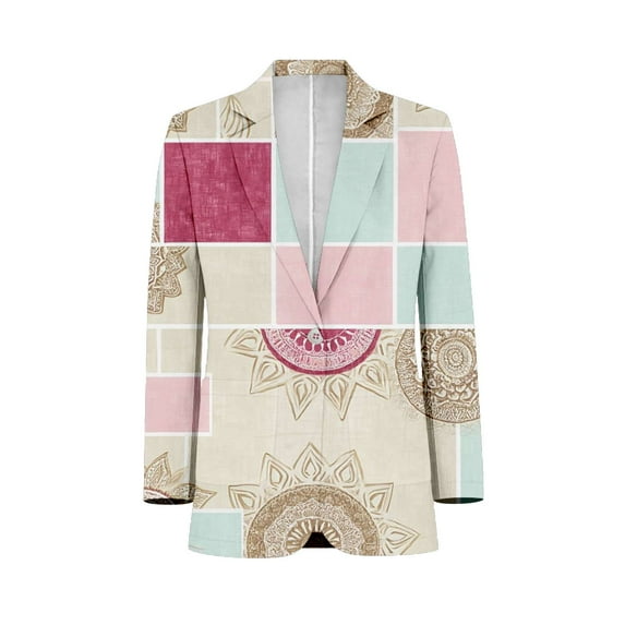 Beige Mandala Patchwork Design Men's Suit Blazer Casual Party Wear Slim ...