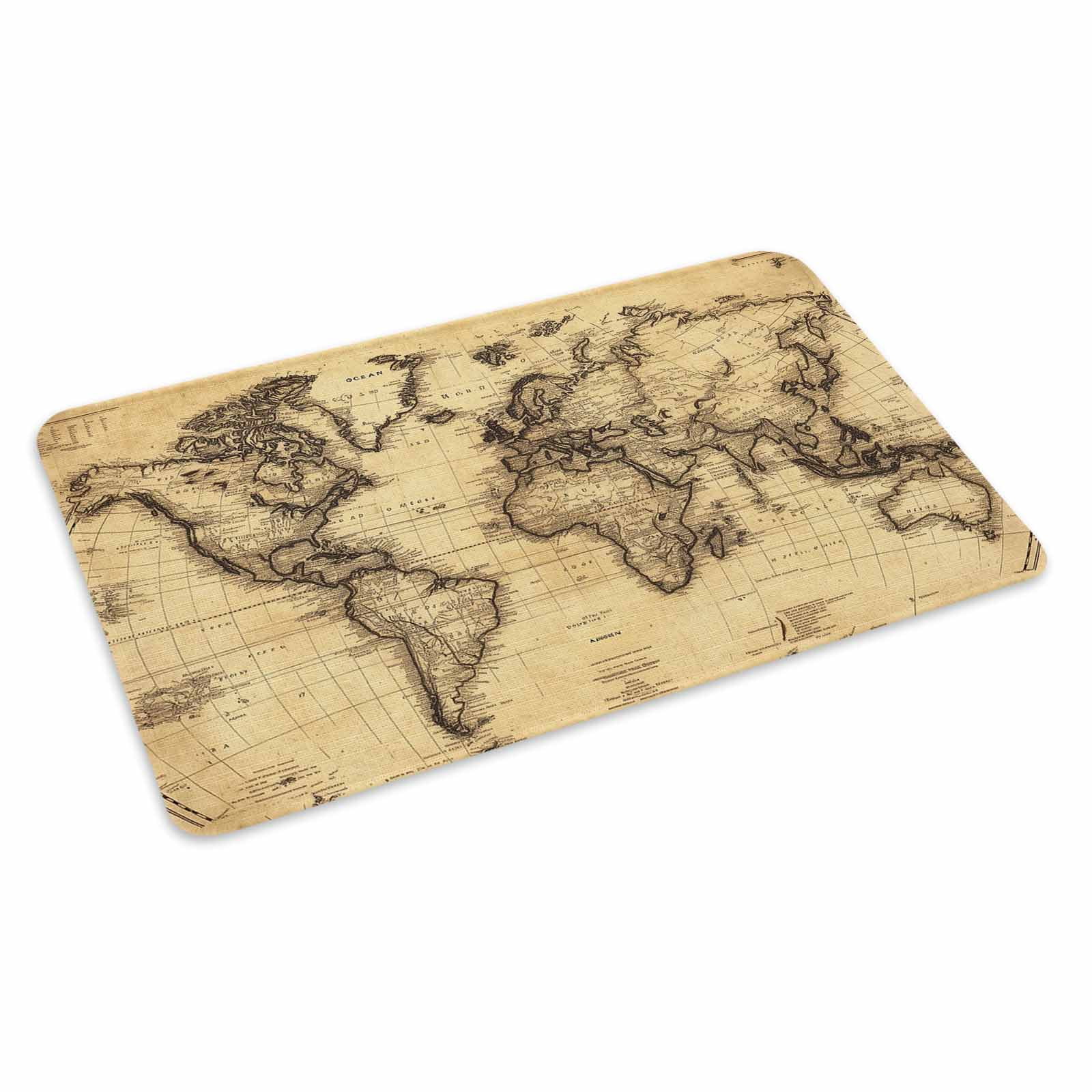 Beige Map Doormat Outdoor Entrance 16"x24", Retro Farmhouse Abstract ...