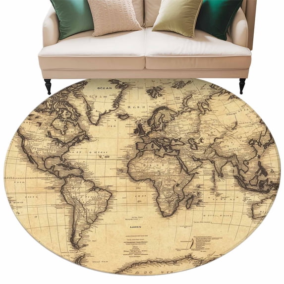 Beige Map Large Area Rugs for Bedroom Living Room, Soft Non Slip Carpet ...