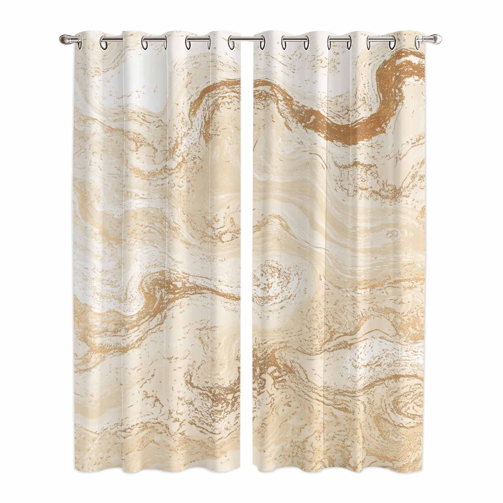 Beige Marble Kitchen Curtains 96 Inch Length, Chic Neutral Minimalist ...