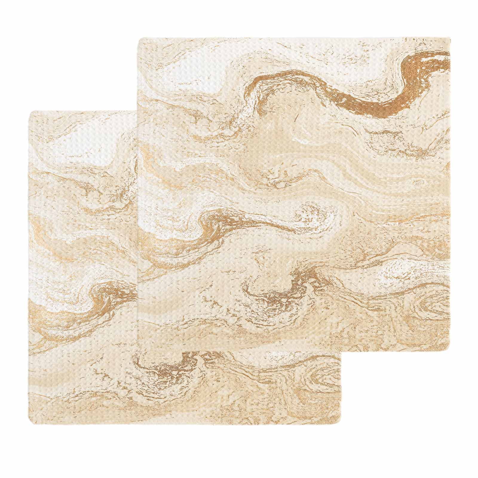 Beige Marble Kitchen Dish Towels for Drying Dishes Set of 2, Chic ...