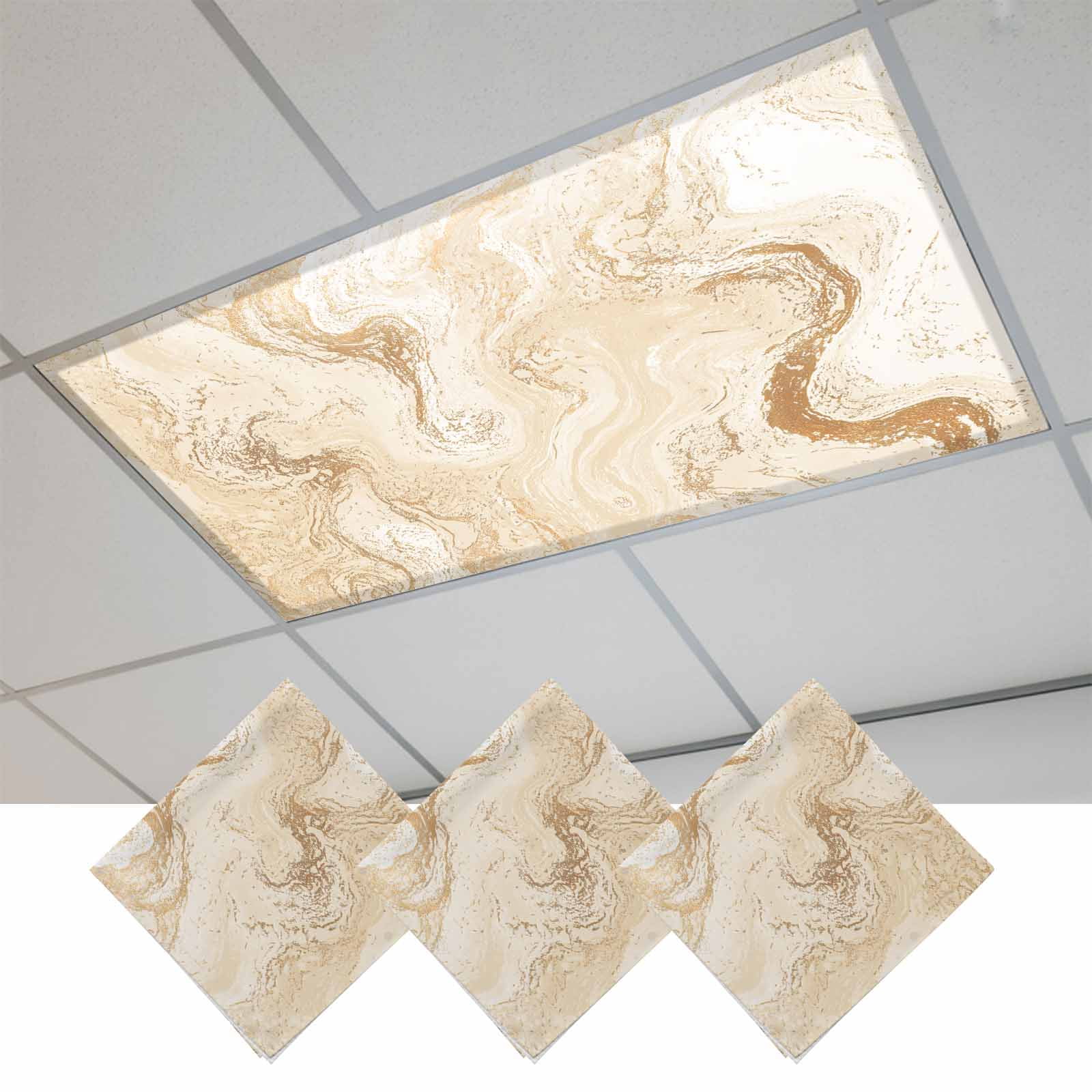 Beige Marble Magnetic Fluorescent Light Covers for Ceiling Lights 2x4Ft ...