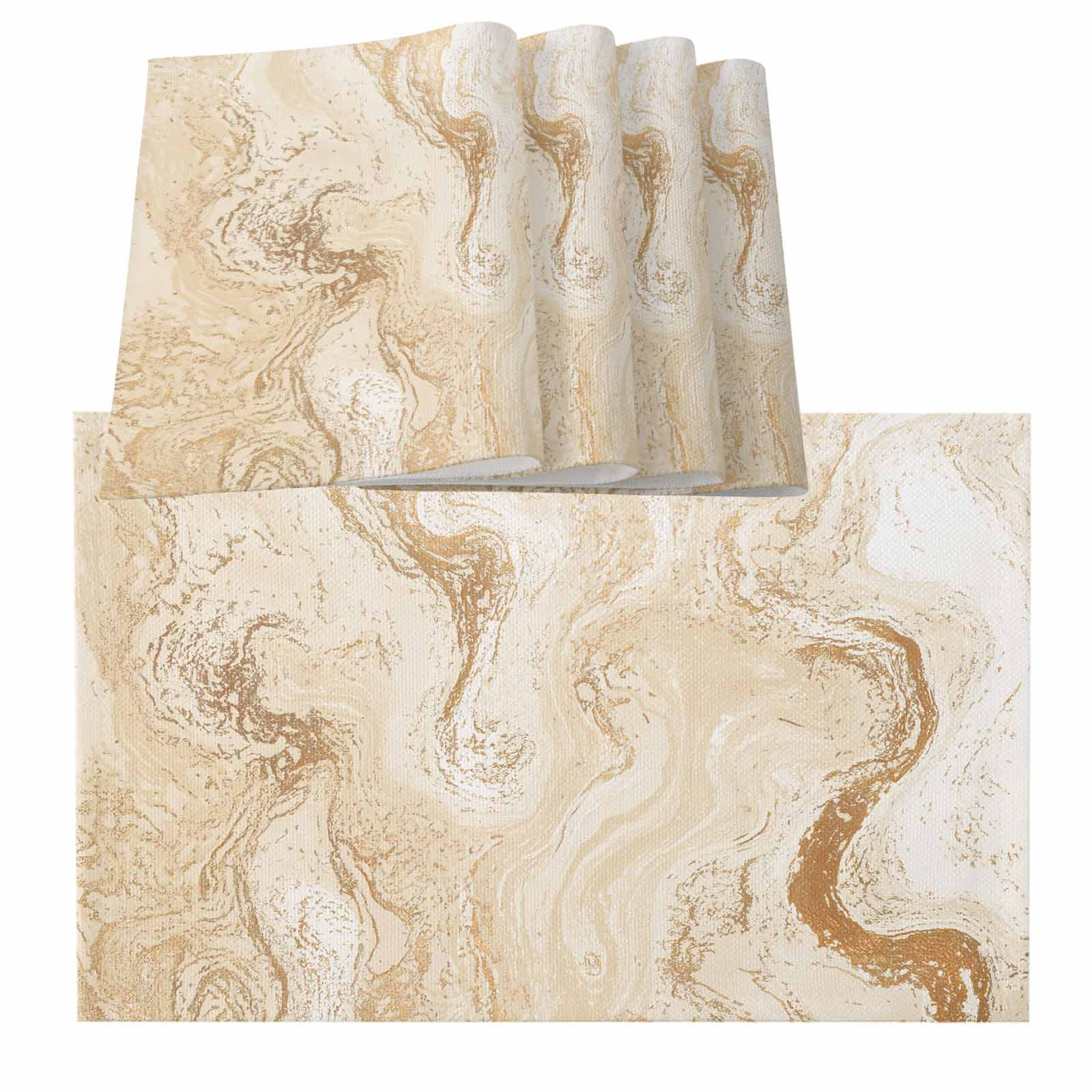 Beige Marble Placemats for Dinning Table Set of 4, Chic Neutral ...