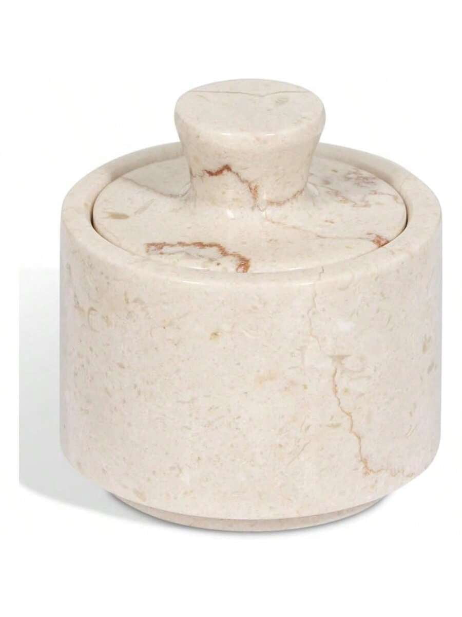 Beige Marble Salt Cellar With Lid 3.5oz Scratchresistant And ...