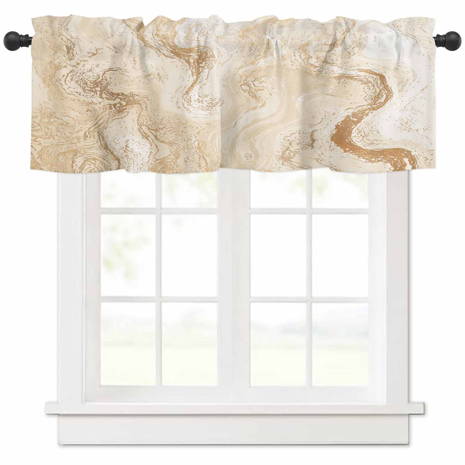 Beige Marble Valances for Windows Farmhouse Kitchen Curtains Valances ...