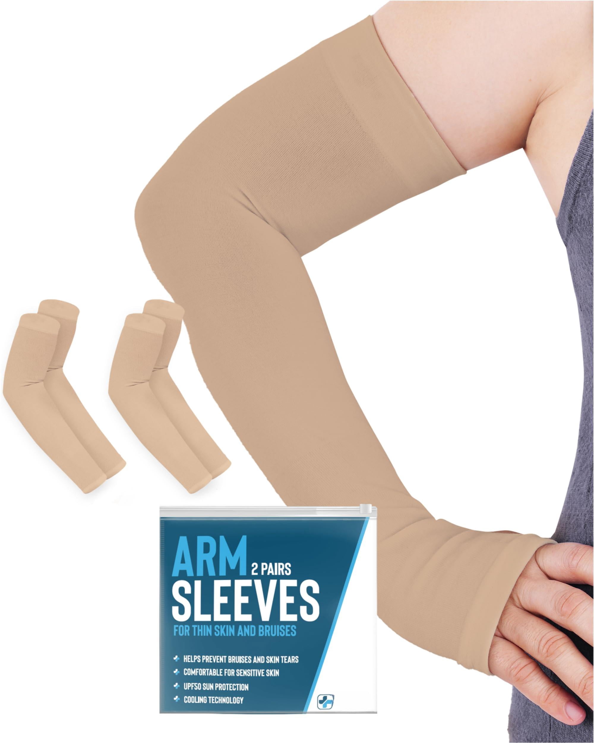 Beige Medium Protective Arm Sleeves, UPF 50 Sun Protection for Thin ...