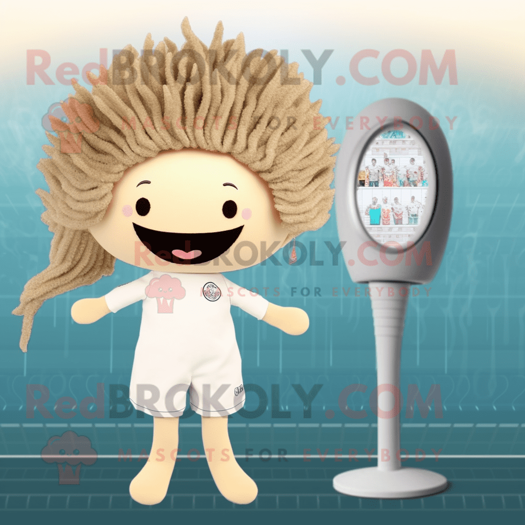 Beige Mermaid REDBROKOLY mascot costume character dressed with a One ...