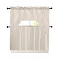 Beige Moire Waves Kitchen Curtains Sets 24 Inch Length with Valance ...