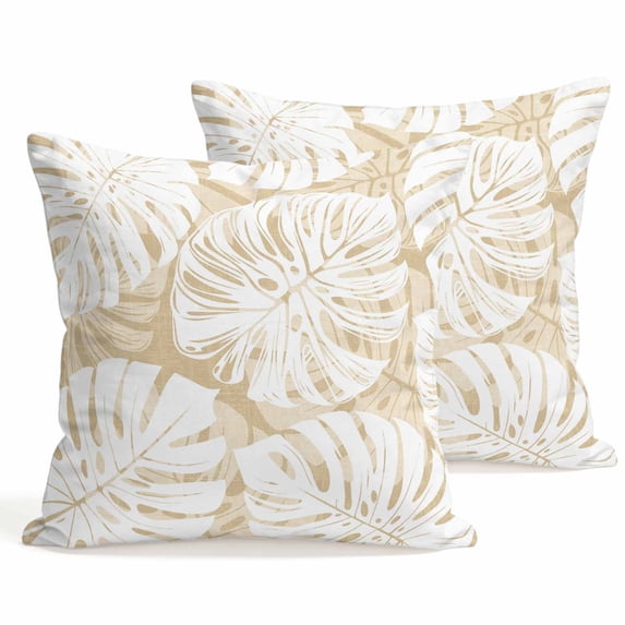 Beige Monstera Deliciosa Throw Pillow Covers 20 x 20 Inch Pillow Covers ...