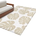 Beige Monstera Leaf Area Rug 4x6 Washable Rug Non Slip Tropical Plant ...