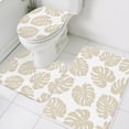 Beige Monstera Leaf Bathroom Rugs Set Tropical Botanical Minimalist ...