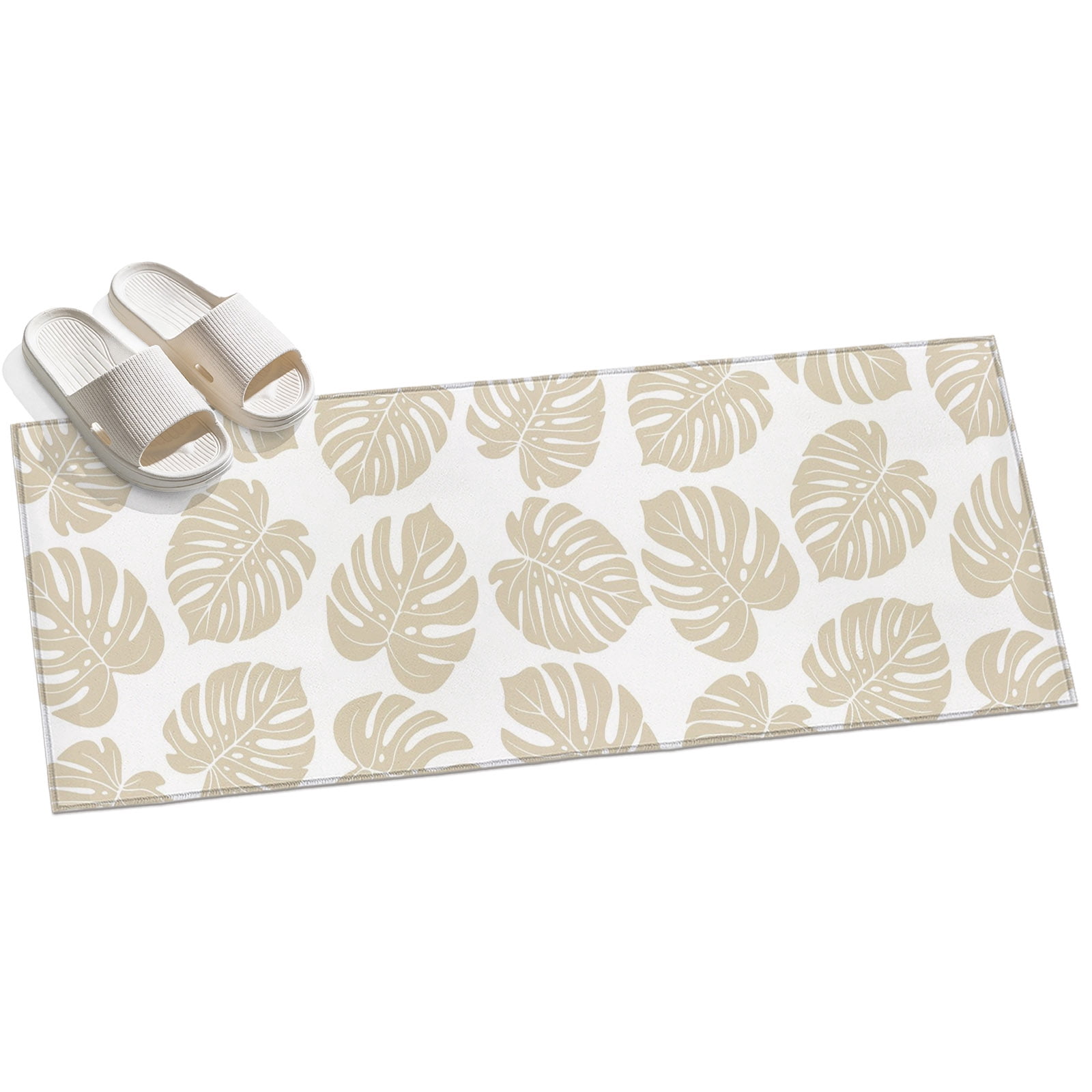 Beige Monstera Leaf Hallway Runner Rug 2x6 Washable Non Slip Kitchen ...